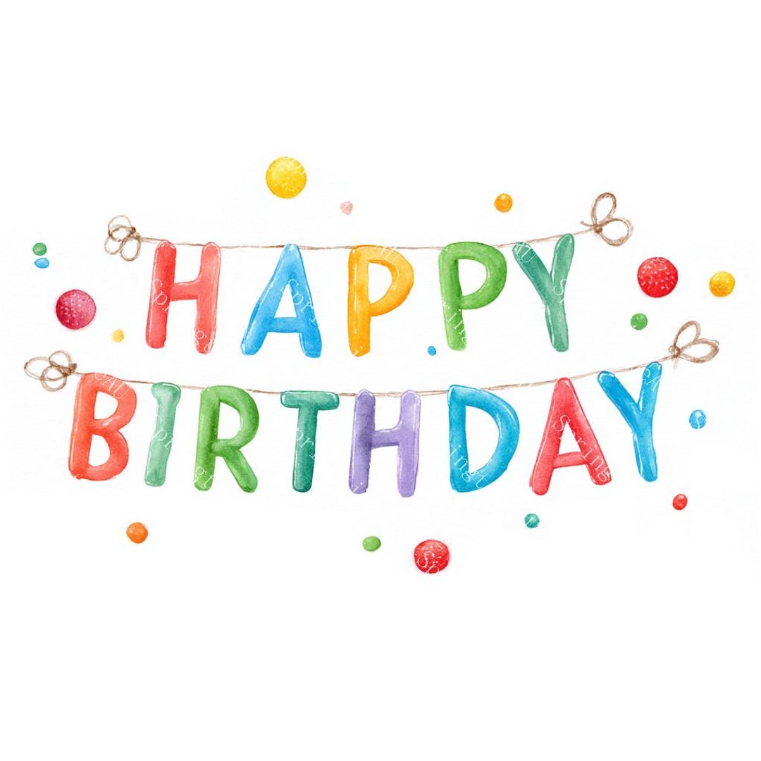 20 Happy Birthday Word Clipart, Birthday Text, Lettering, Printable ...