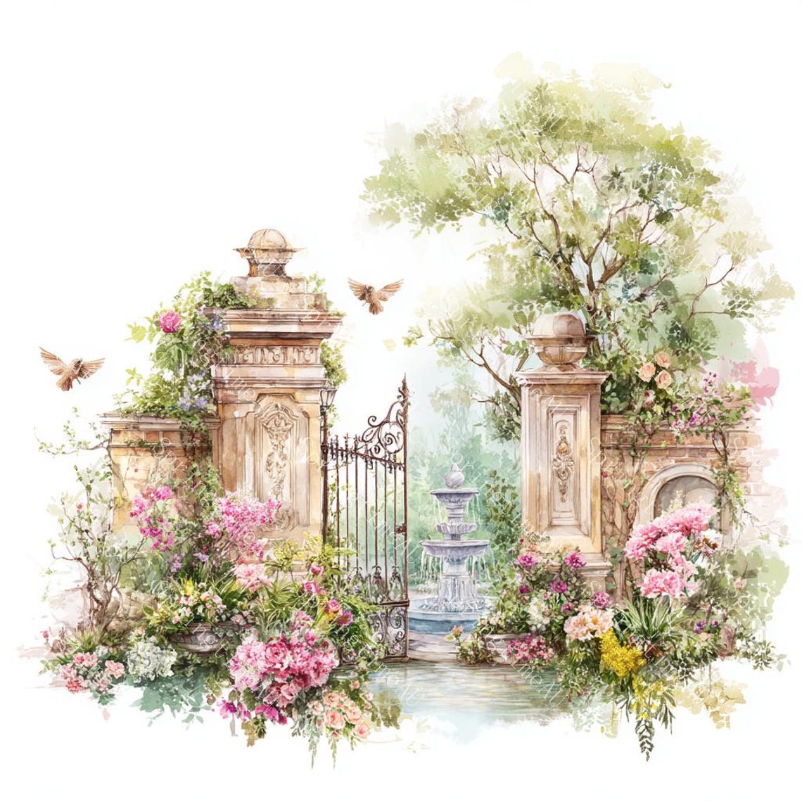 20 Floral Garden Gates Clipart, Flower Gates, Floral Wrought Iron Gate ...