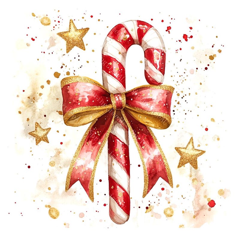 15 Candy Cane Clipart, Watercolor Christmas Sweets, Holiday Crafts ...