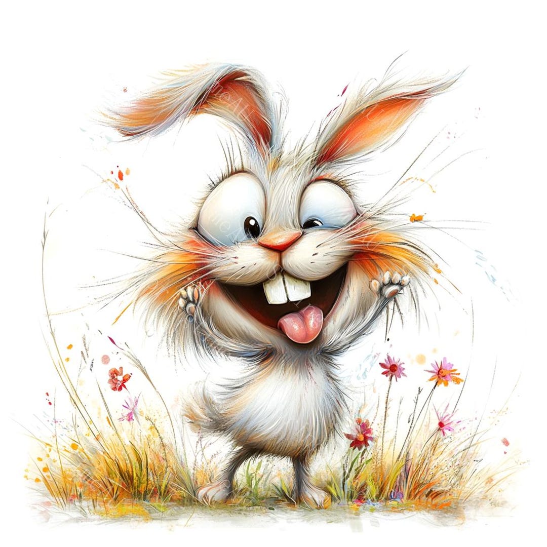 16 Funny Quirky Rabbit Clipart, Cute Bunny, Quirky Frazzled Rabbits ...