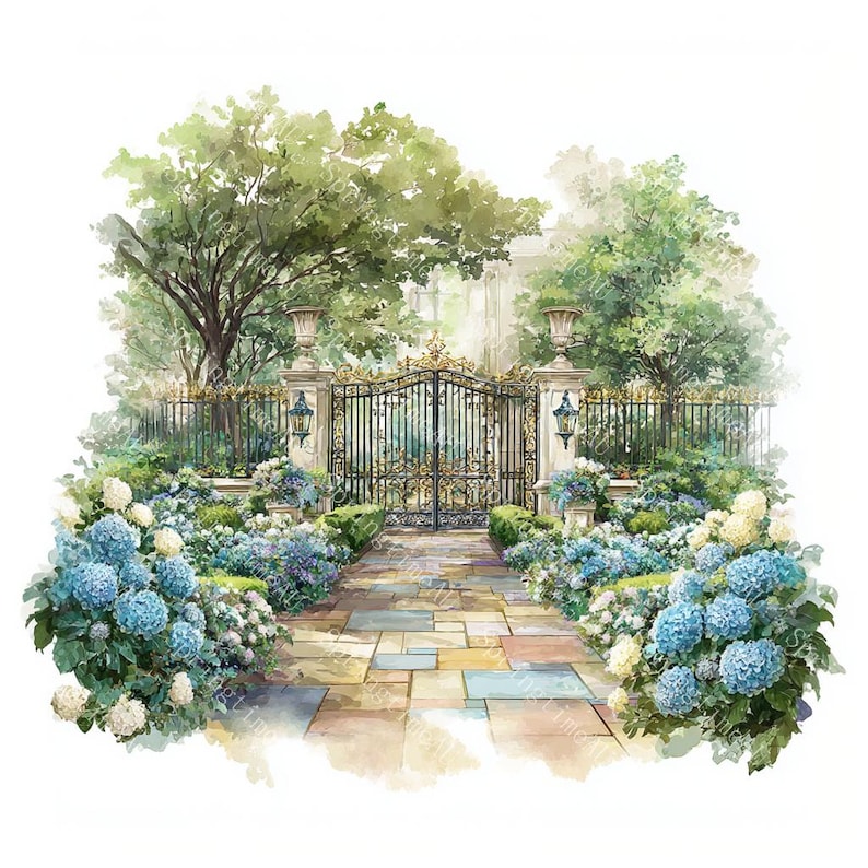 20 Floral Garden Gates Clipart, Flower Gates, Floral Wrought Iron Gate ...