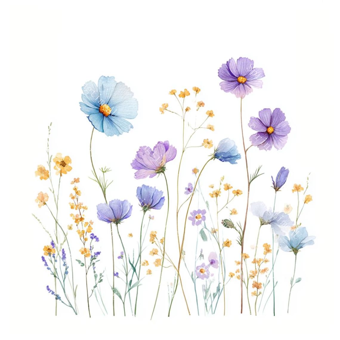 18 Pastel Wildflower Clipart, Wildflower Border Clipart, Printable ...
