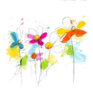 20 Sketched Colored Wildflowers Clipart, Doodle Hand Drawn Flower ...