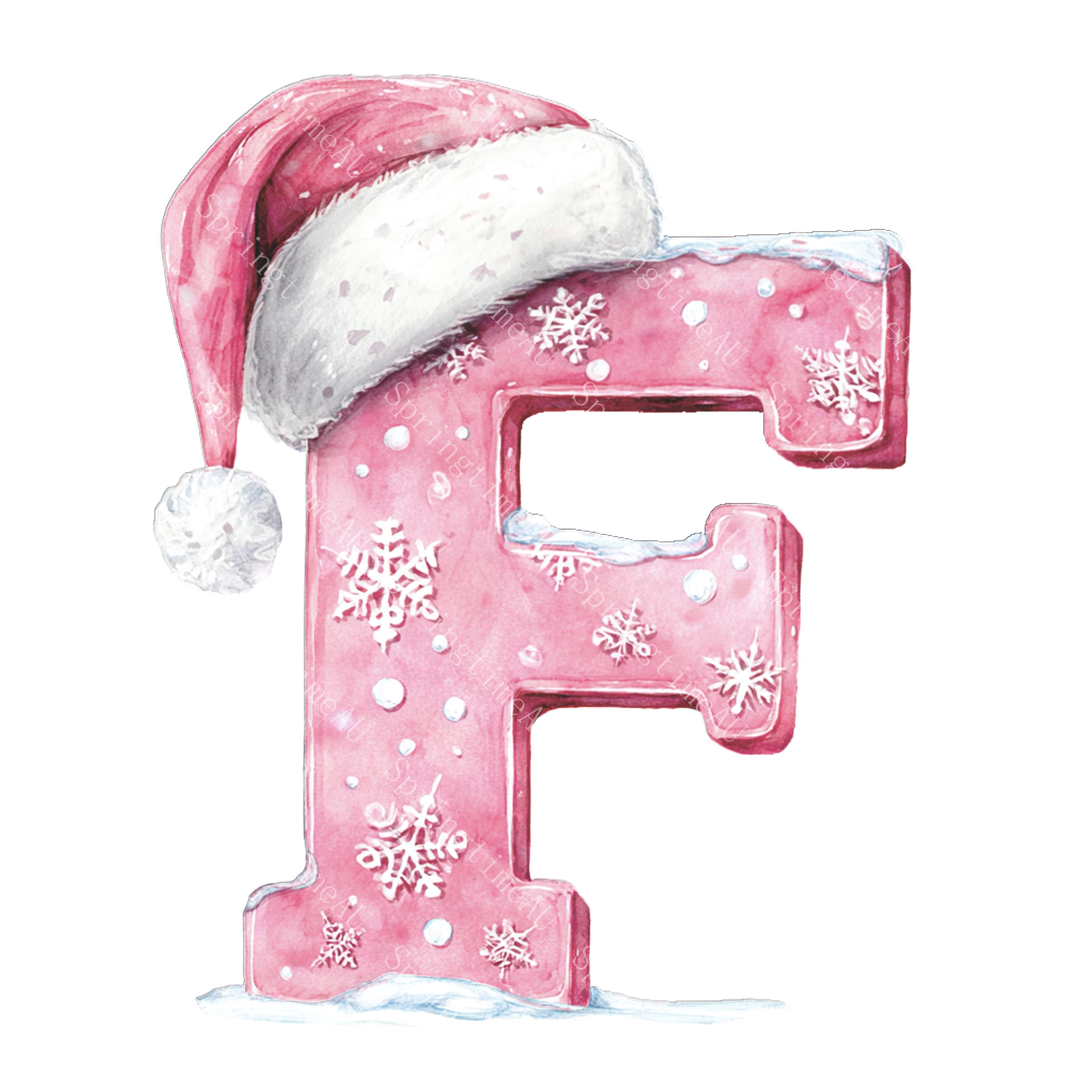 26 Pink Christmas Alphabet Clipart, Santa Letter Frame, Printable ...
