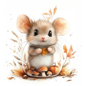 24 Fall Mouse Clipart, Autumn Harvest Mouse, Cute Mouse, Thanksgiving ...