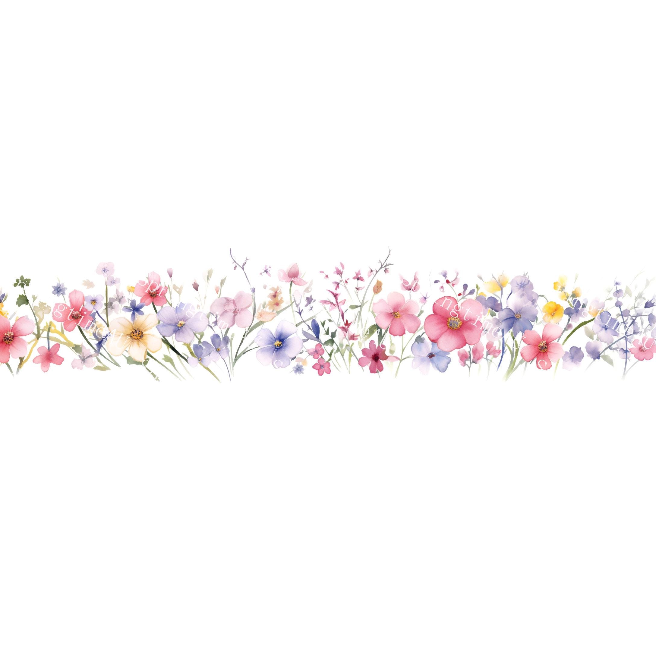 15 Border Flowers Clipart, Wildflowers Border Clipart, Printable ...