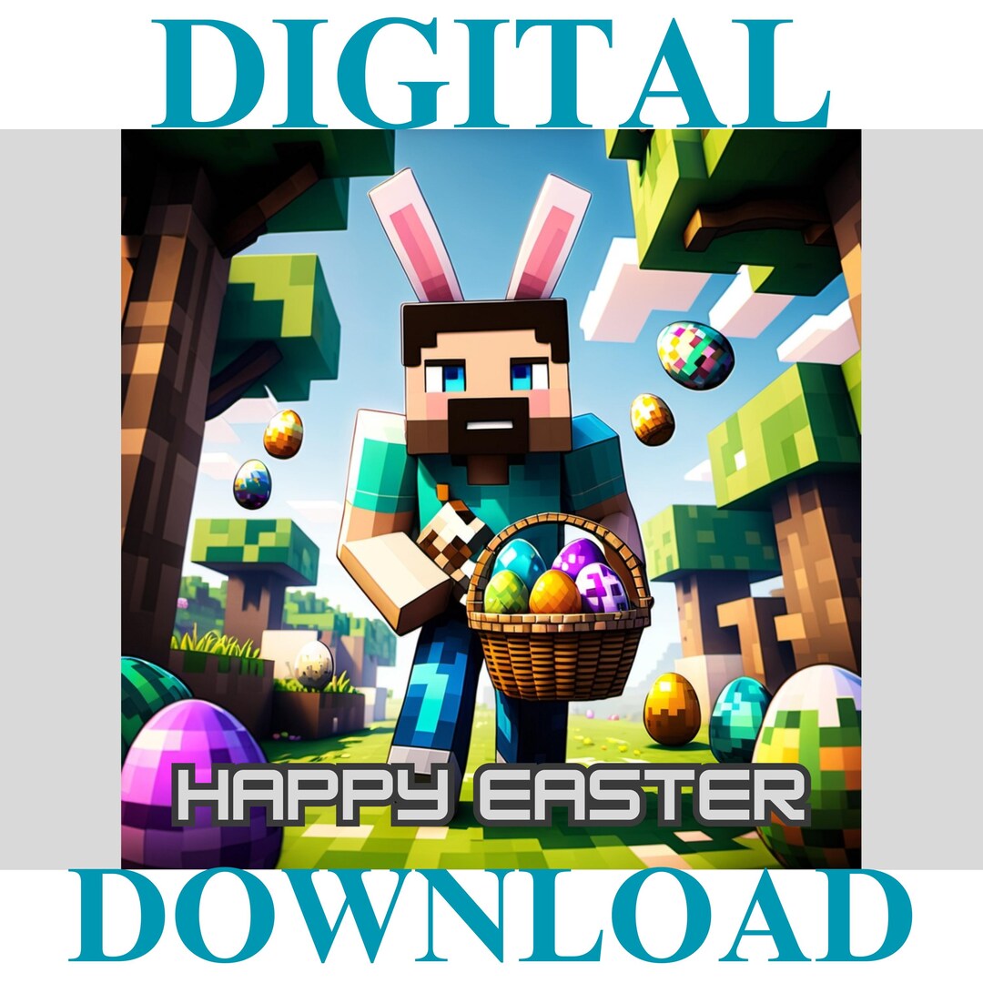 Digital Download - Minecraft Steve Bunny Ears Easter PNG - Etsy