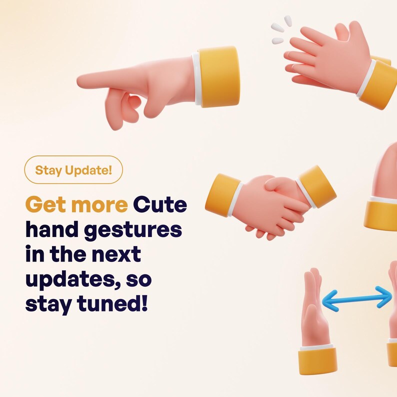 Handflufy - Cute Hand Gesture 3D Icon Set | Modern High Quality ...
