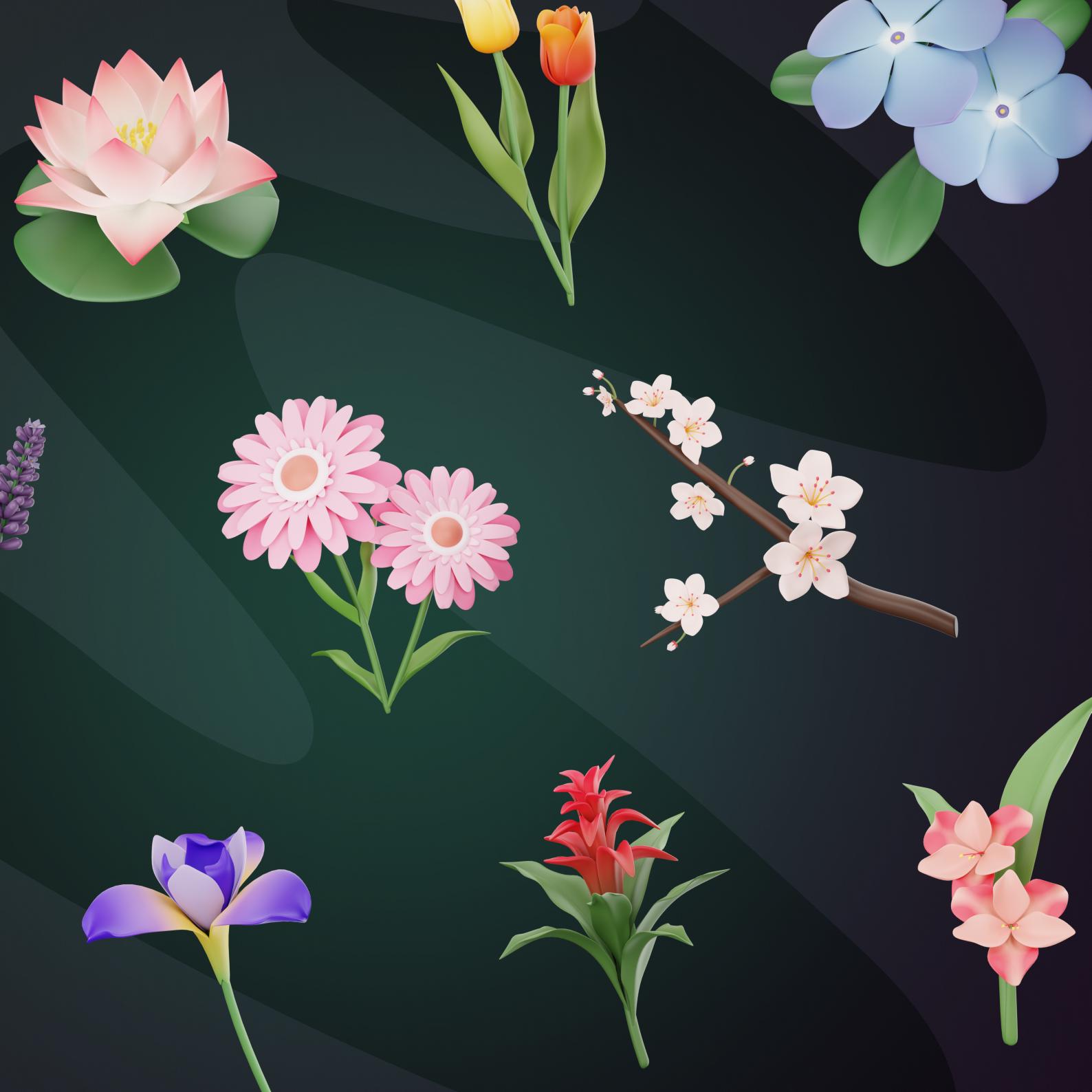 Flowy - Flower 3D Icon Set | Modern High Quality Realistic 3D Icon for ...
