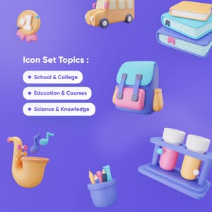 Educally - Education 3D Icon Set | High Quality Realistic 3D Icon Set ...