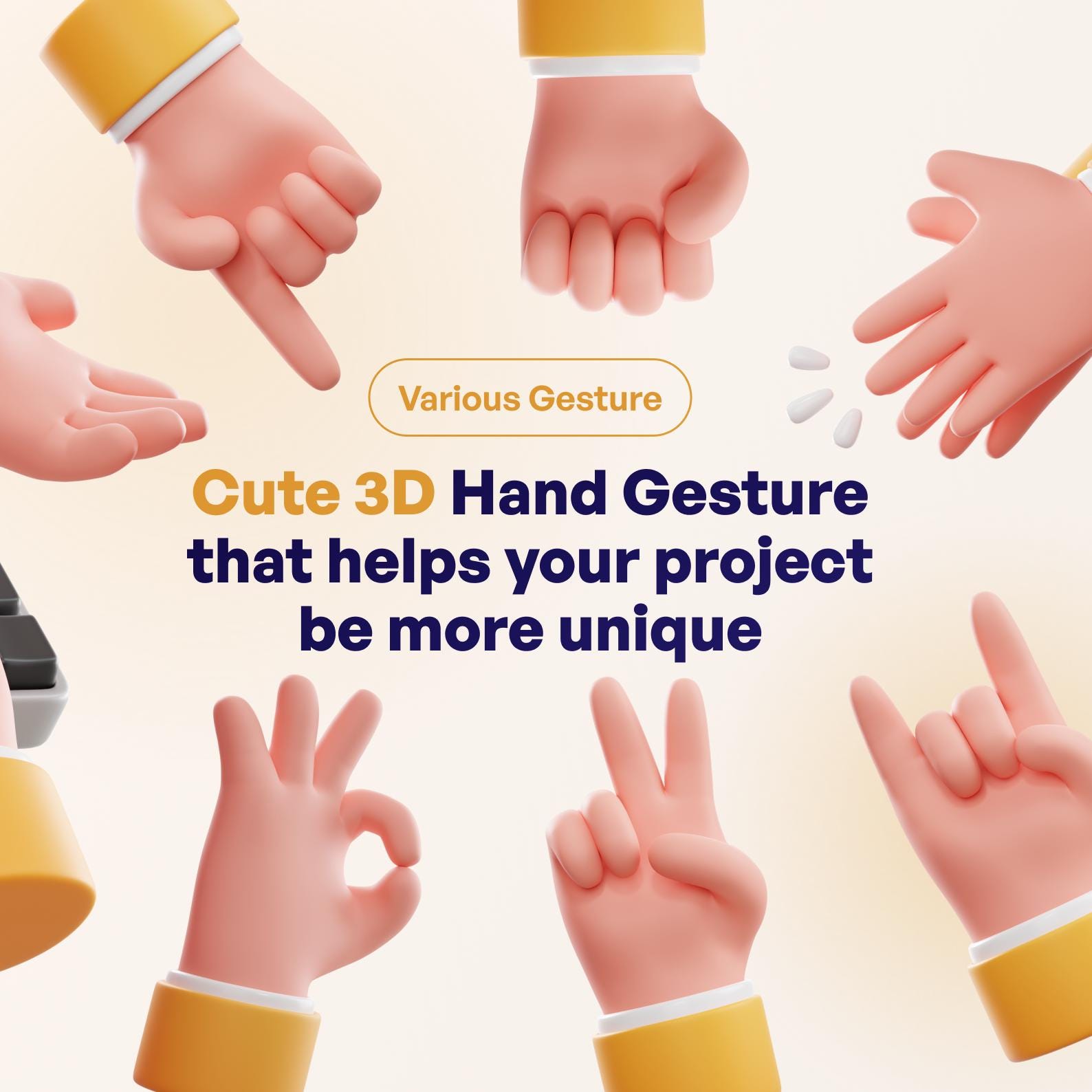 Handflufy - Cute Hand Gesture 3D Icon Set | Modern High Quality ...
