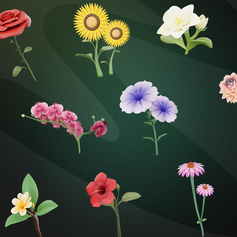 Flowy - Flower 3D Icon Set | Modern High Quality Realistic 3D Icon for ...