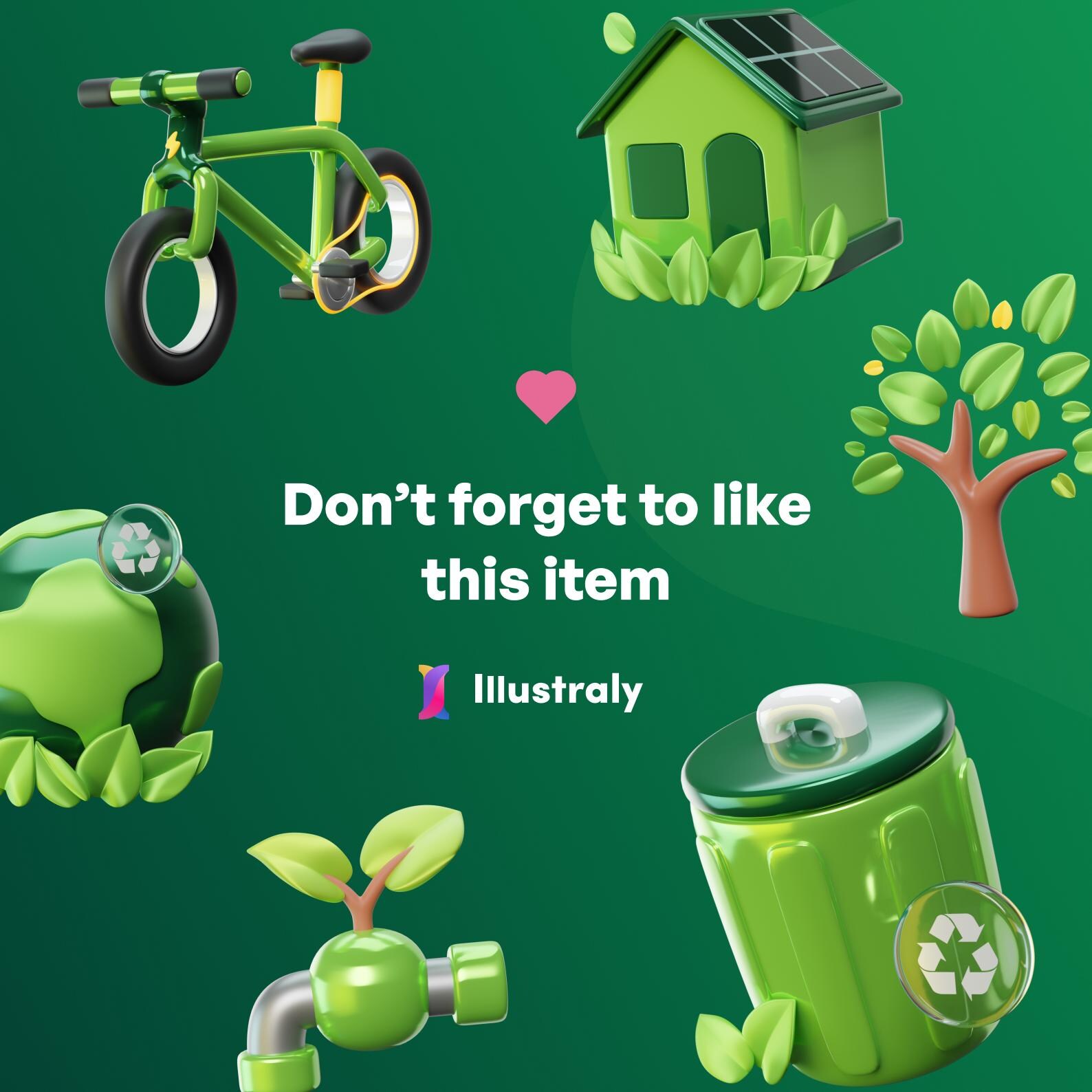 Greeny Ecology & Environment 3D Icon Set Modern High Quality Realistic ...