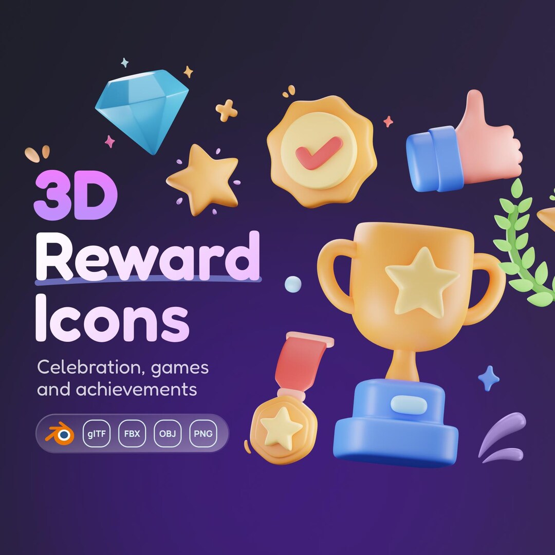 Awardly - Reward & Achievement 3D Icon Set | High Quality 3D Icon - Etsy