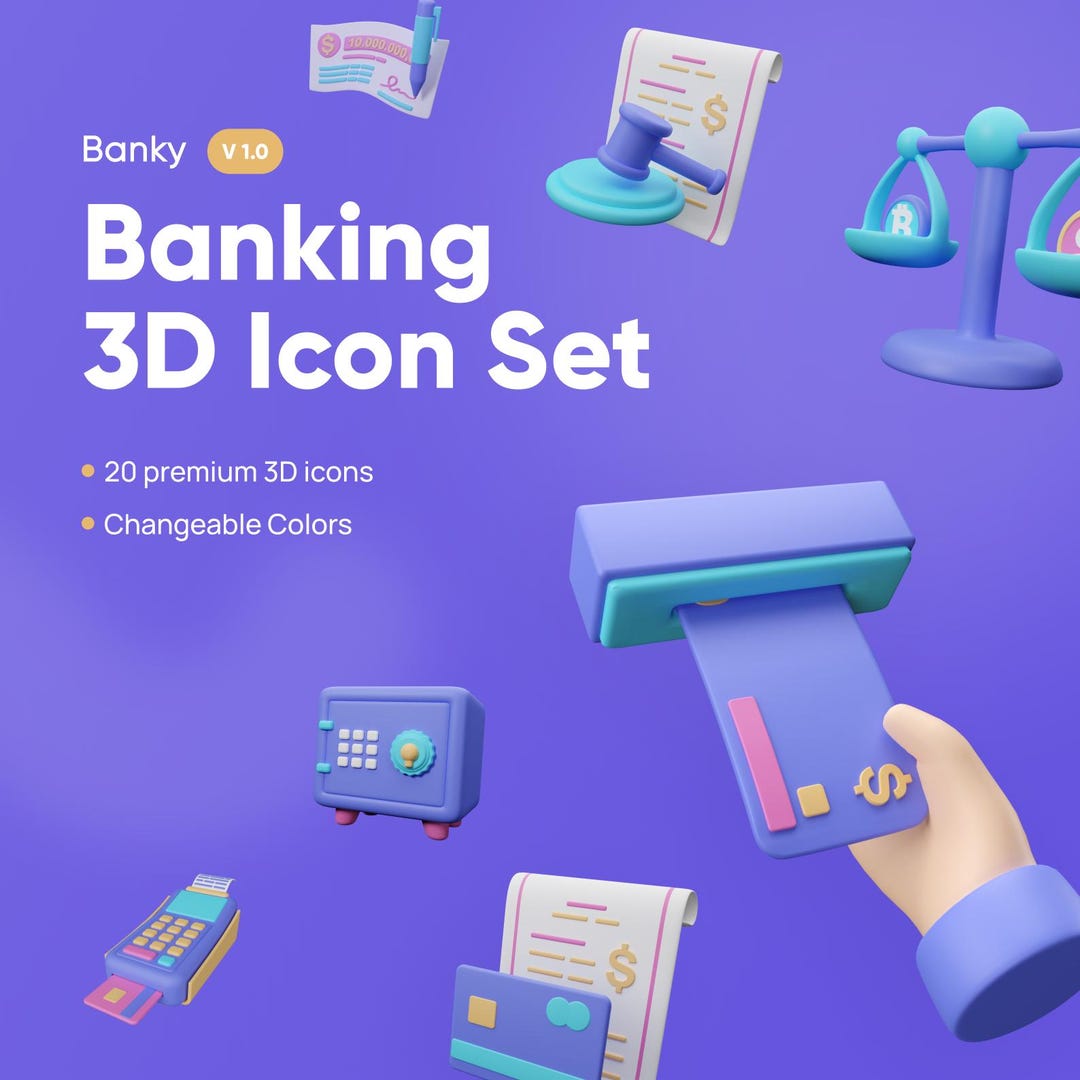 Banky - Banking 3D Icon Set | High Quality Realistic 3D Icon Set - Etsy