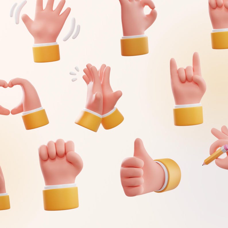 Handflufy - Cute Hand Gesture 3D Icon Set | Modern High Quality ...