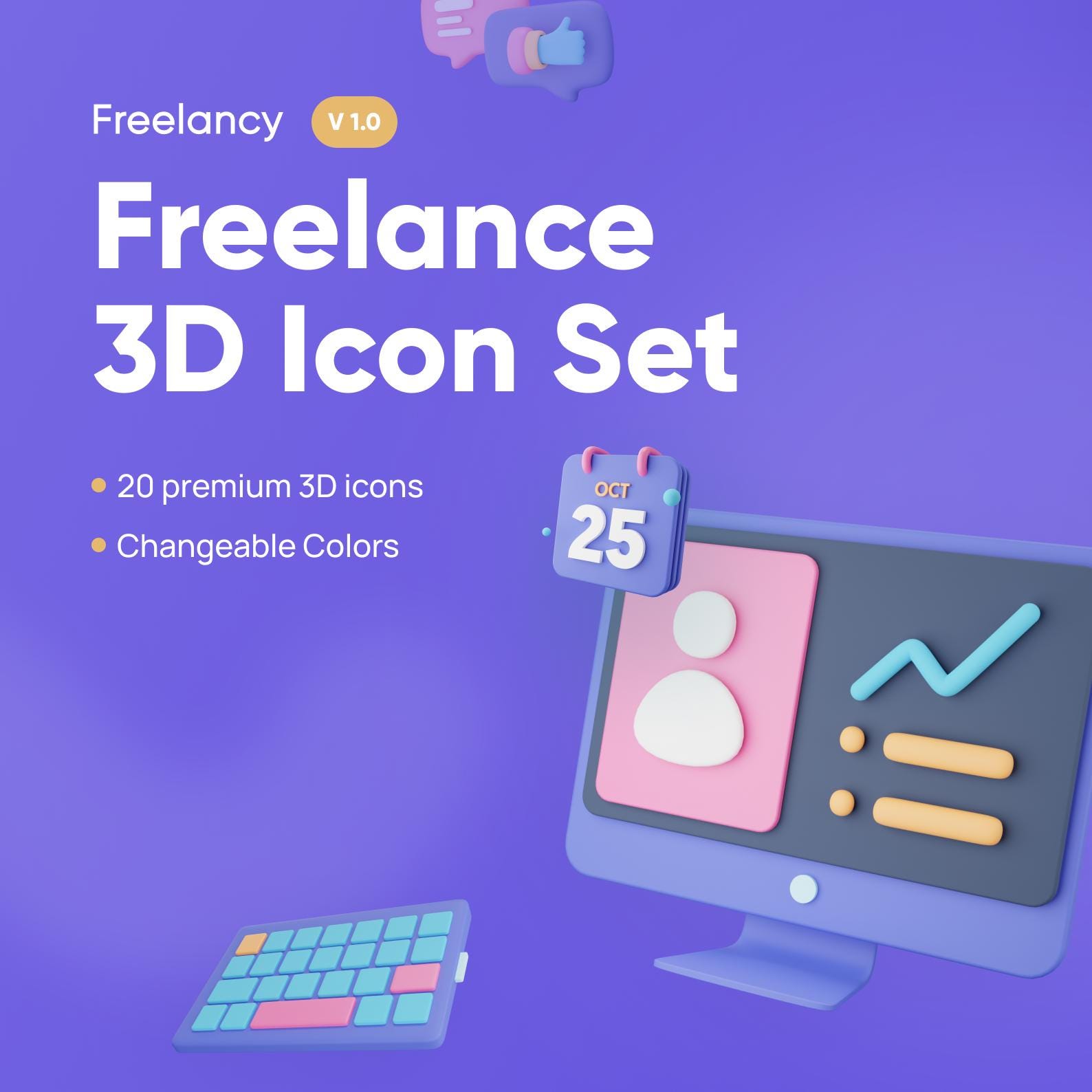 Freelancy - Freelance 3D Icon Set | High Quality Realistic 3D Icon Set - Etsy