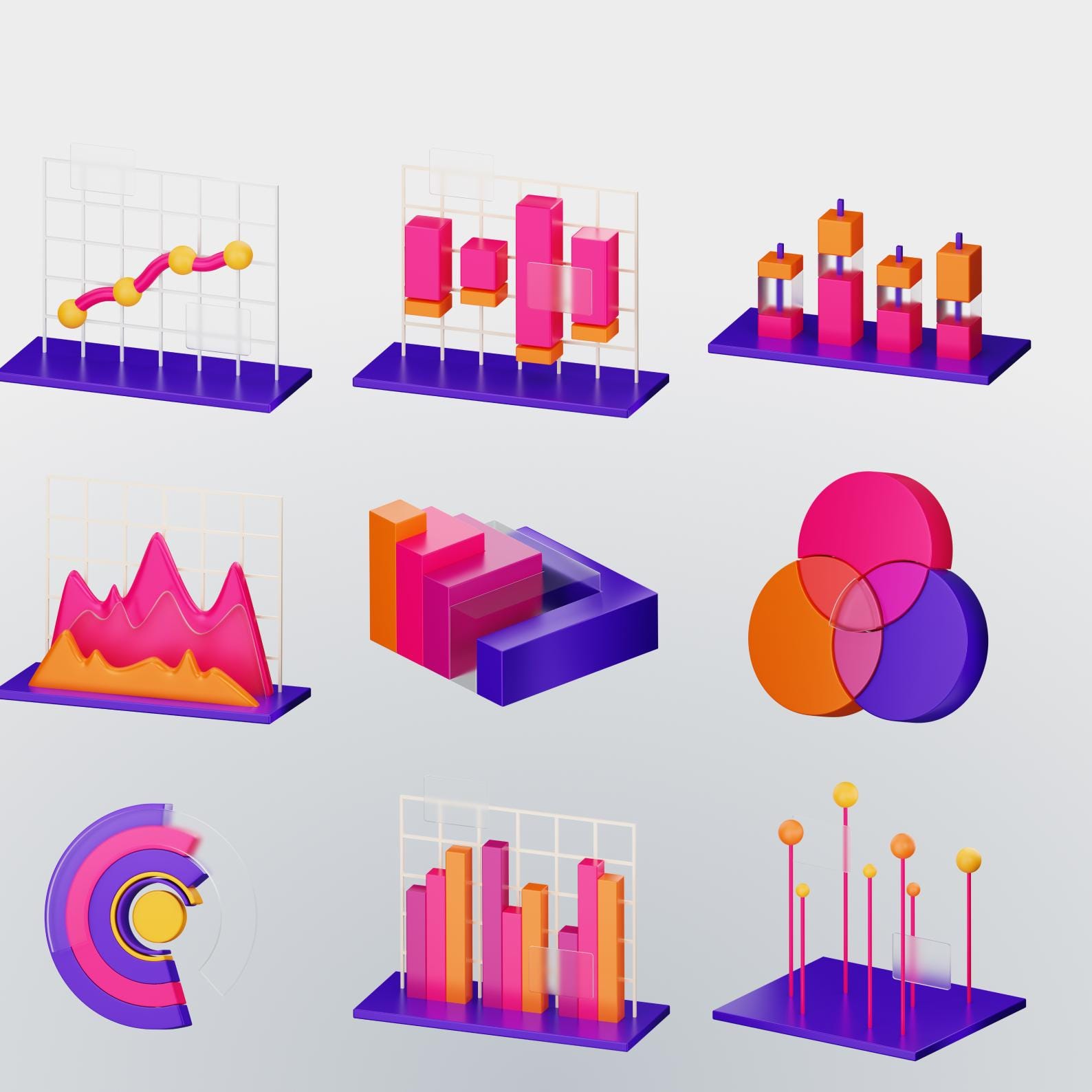 Charty - Chart Statistic 3D Icon Set | Modern High Quality Icon Set - Etsy