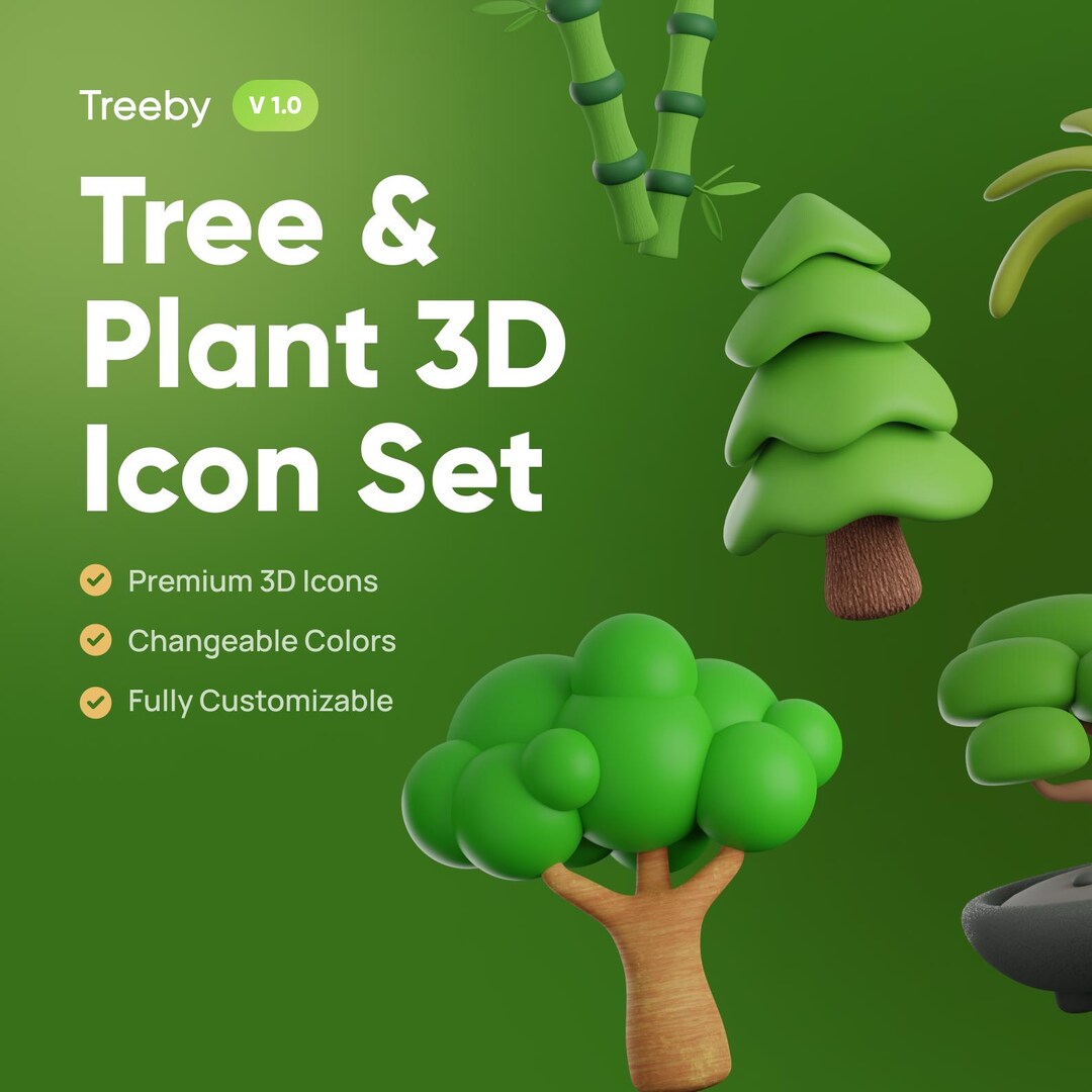 Treeby - Tree & Plant 3D Icon Set | Modern High Quality Realistic 3D ...