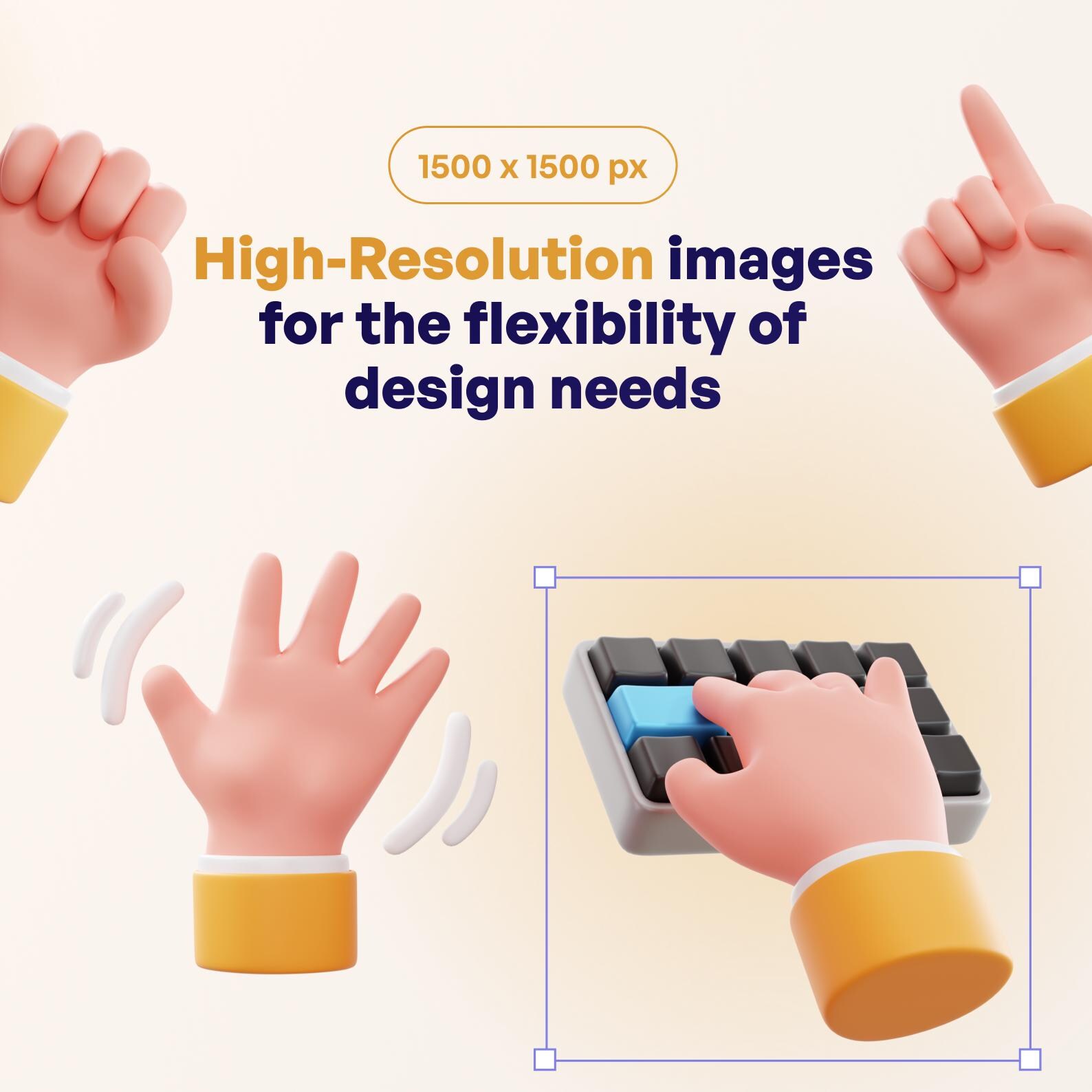 Handflufy - Cute Hand Gesture 3D Icon Set | Modern High Quality ...