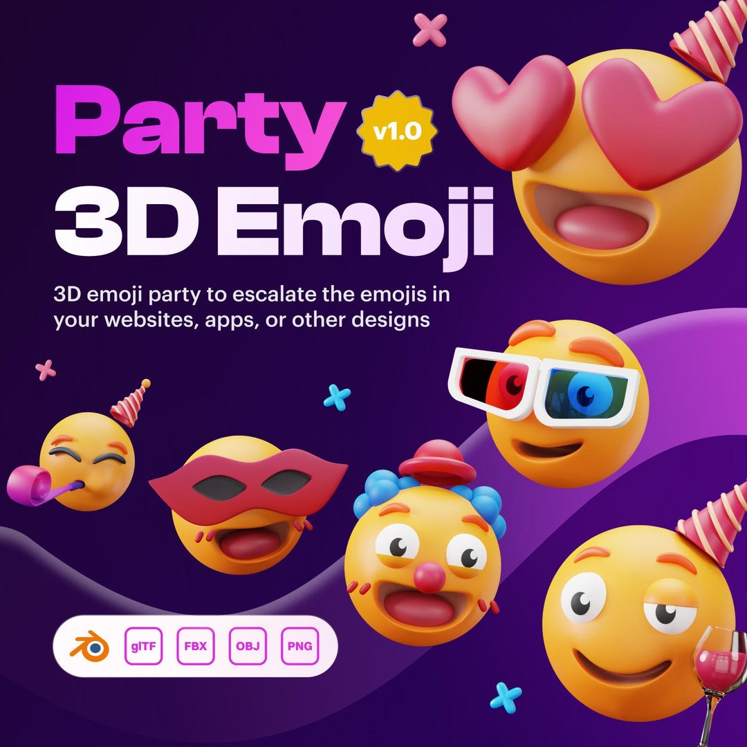Emoty - Party & Celebration Emoji 3D Icon Set | Modern High Quality 3D ...