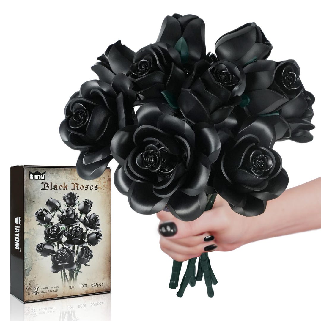 Black Roses Building Blocks Bouquet Set of 12 Black Roses - Etsy