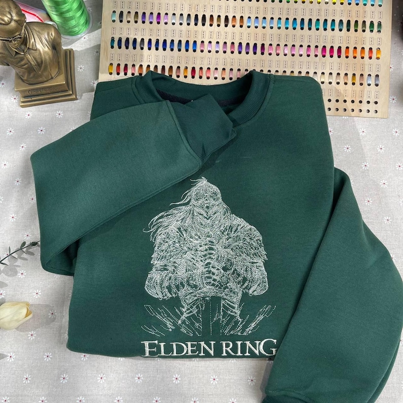 Elden Ring Embroidered Sweatshirt, Fantasy Knight Design - Etsy