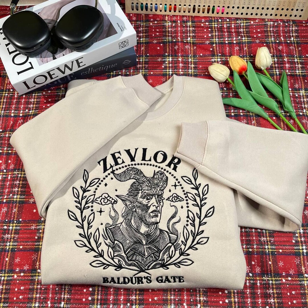Zevlor Embroidered Sweatshirt, BG3 Zevlor Hoodie, Baldur's Gate T-shirt ...