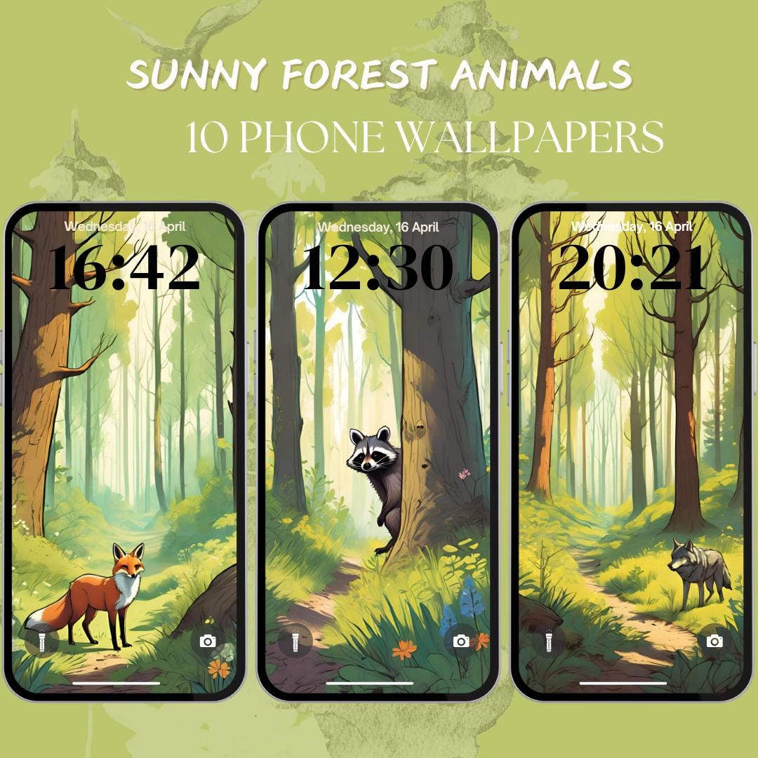 Cute Spring Forest Animals Phone Wallpapers, Spring Animals Wallpaper ...