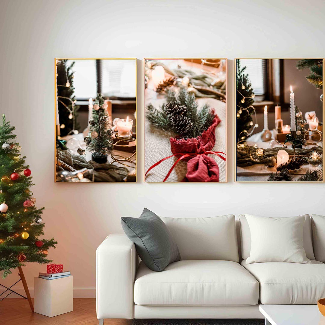 Printable Christmas Decor Set of 3 Photography, Winter 3 Pieces Large ...