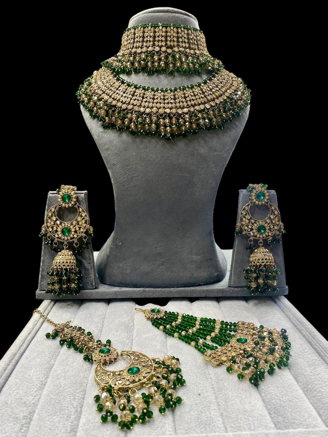 Elegant Kundan Green Bridal Set/indian Bridal Jewelry/ High Quality ...