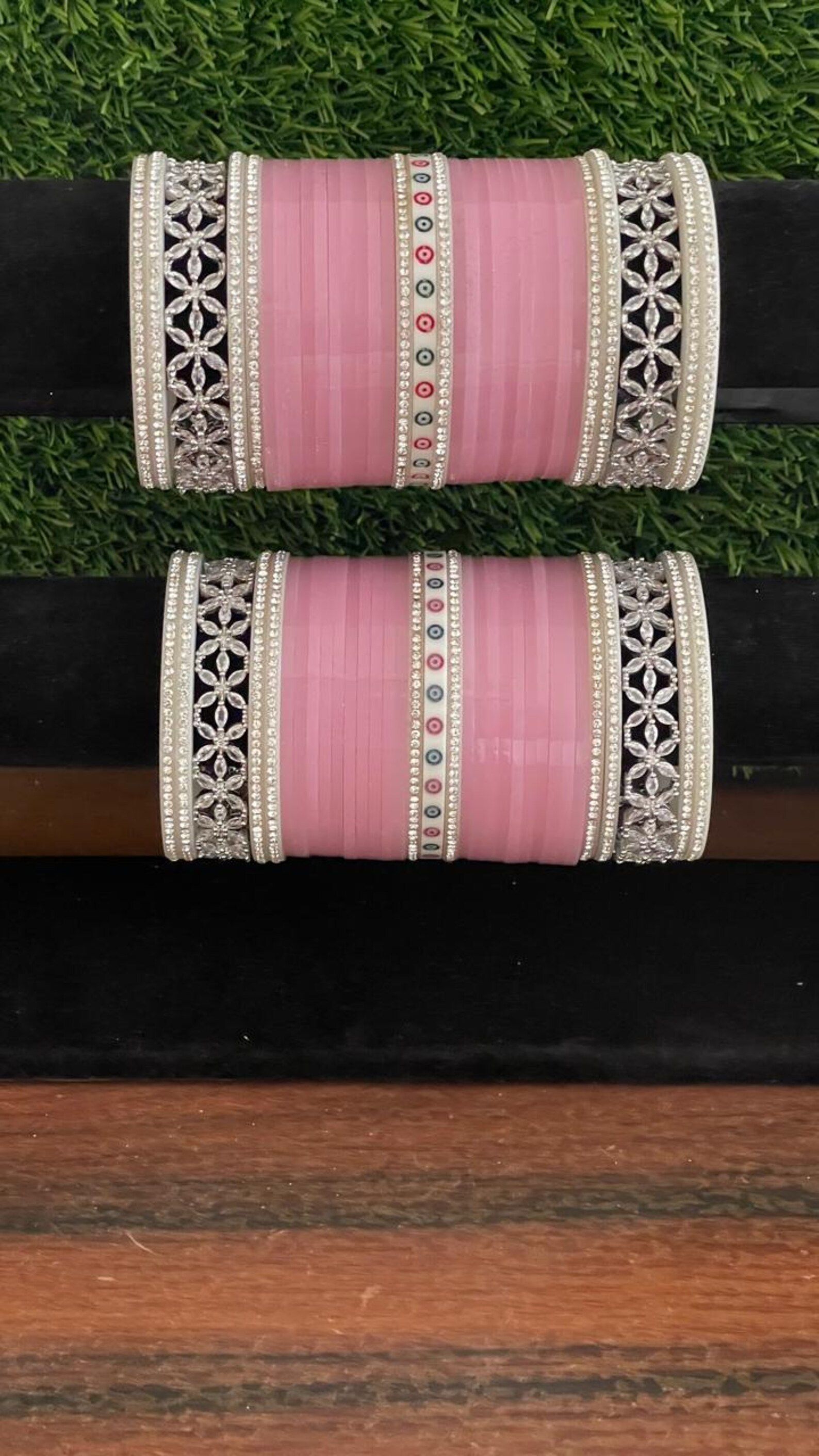 Indian Traditional Plain Pink Chuda CZ Kada Acrylic Wedding Bridal ...