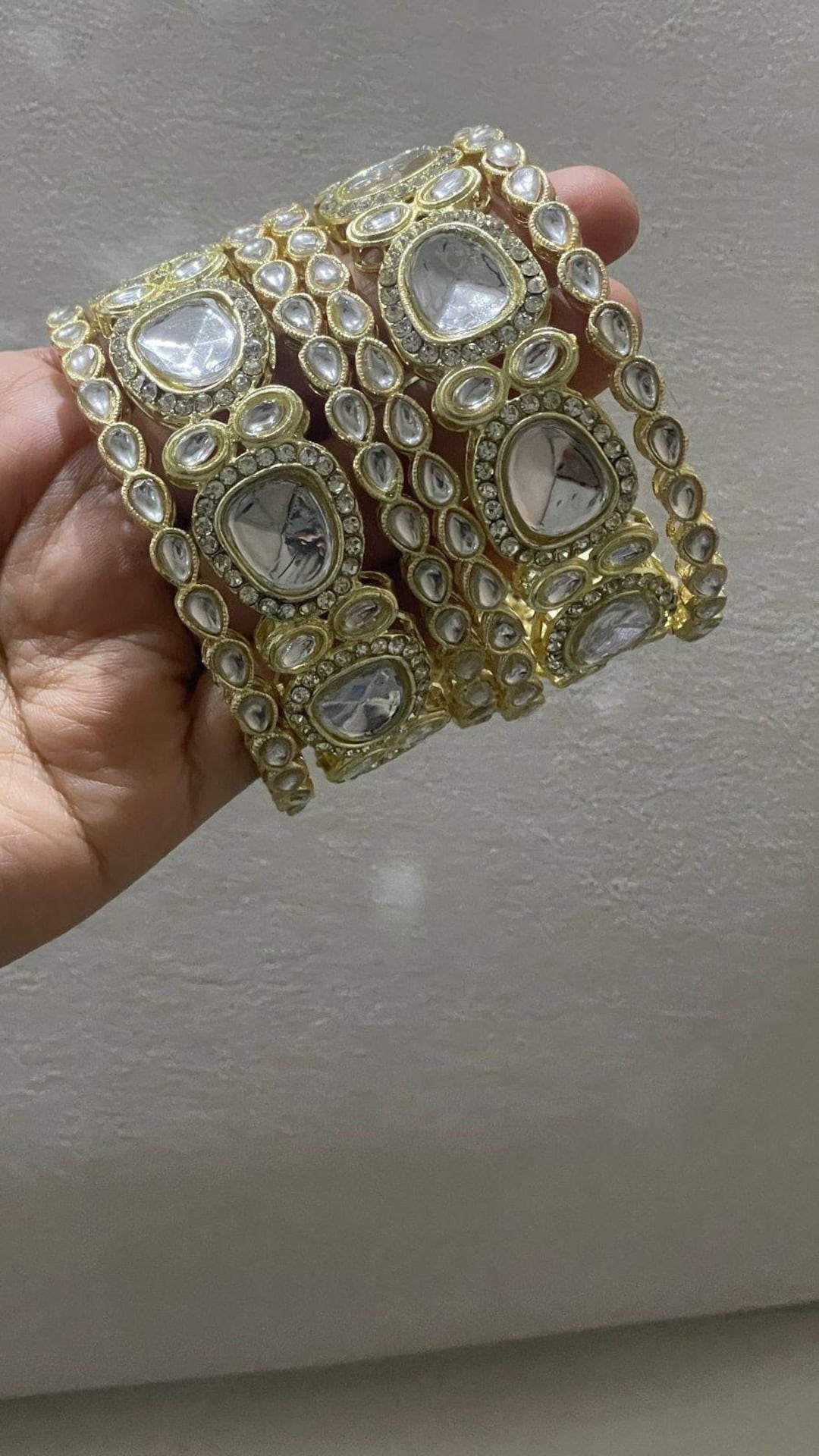 Antique Gold Bangles Set With Antique Gold Stones/pearls and Stones ...