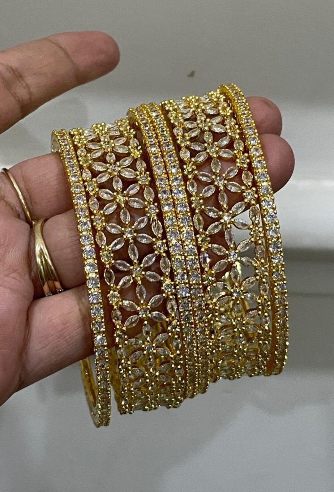 Indian Golden CZ Bangles/bracelet American Diamond Bangle/cubic ...