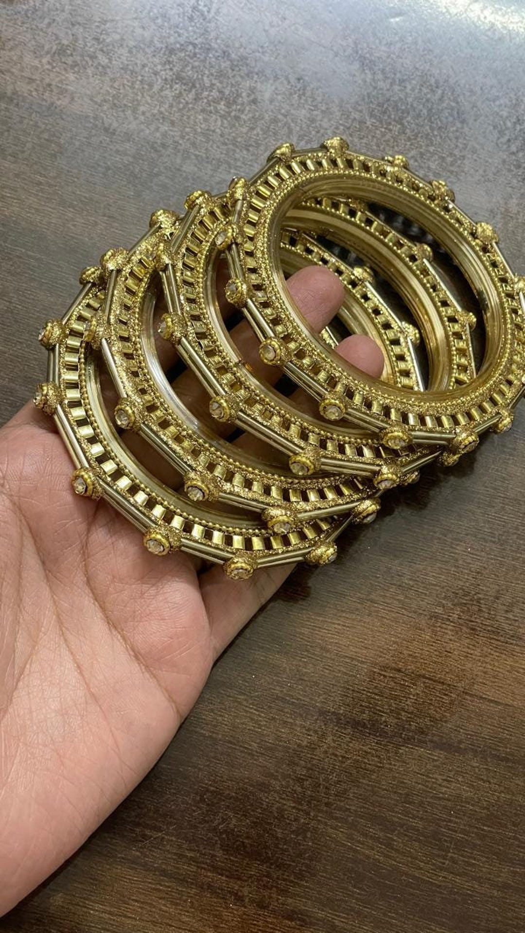 Antique Gold Glass Bangles /indian Bangles/antique Gold Kada/kundan ...