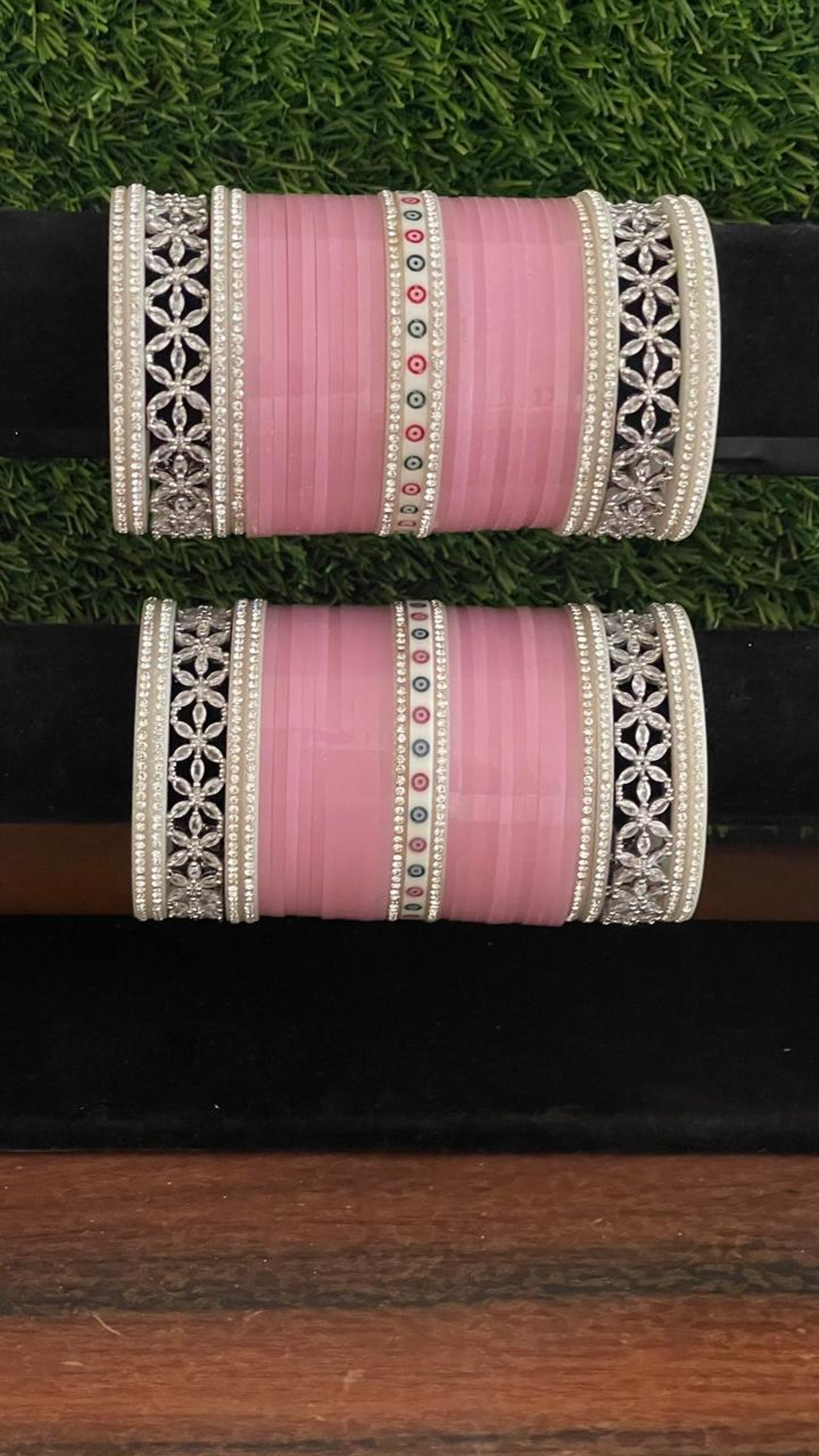Indian Traditional Plain Pink Chuda CZ Kada Acrylic Wedding Bridal ...