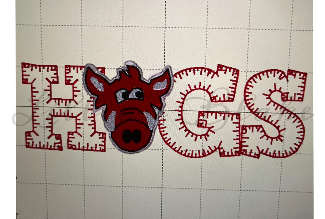 Razorback Applique Machine Embroidery Design: Arkansas Hogs (5x7, 6x10 ...