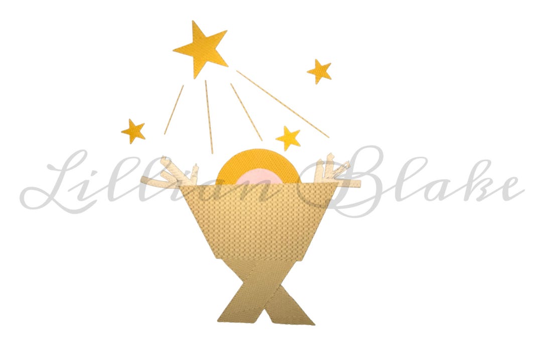 Baby Jesus Machine Embroidery Design, File, Nativity, Christmas, Star ...