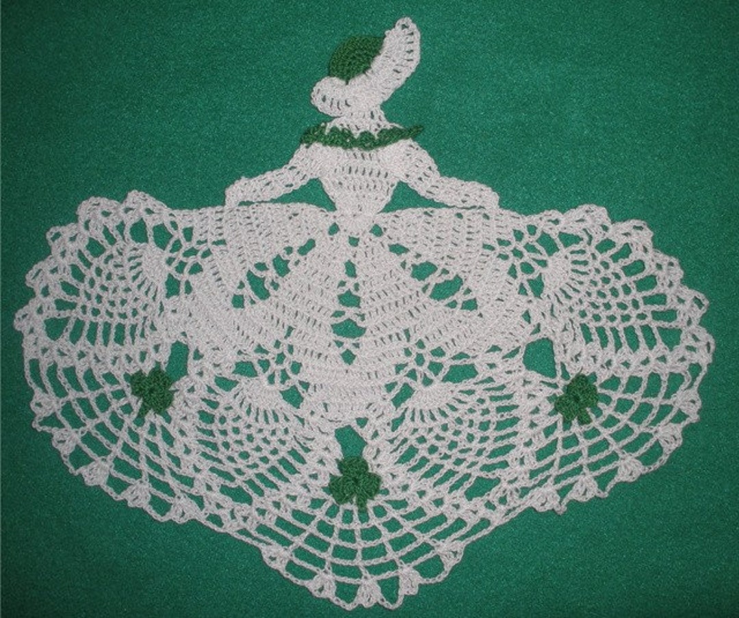 St. Patrick's Shamrock Irish Hand Crochet Crinoline Lady Doily - Etsy