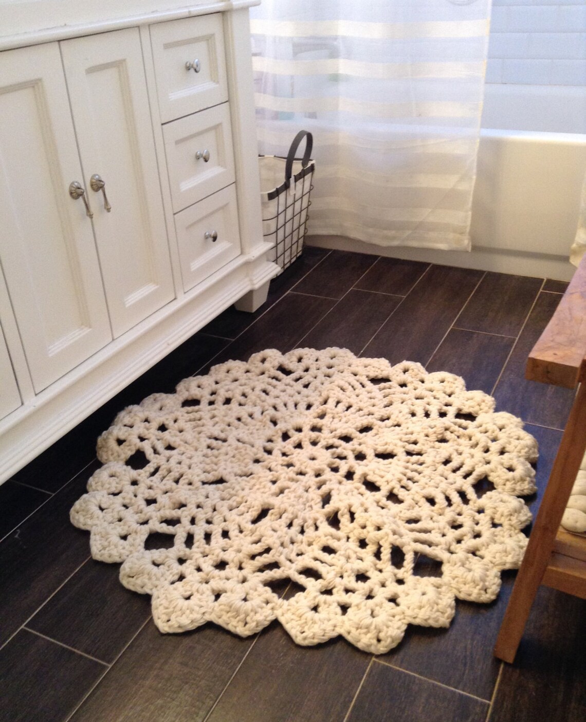 Hand Crochet Chunky Knit Doily Rug - Etsy