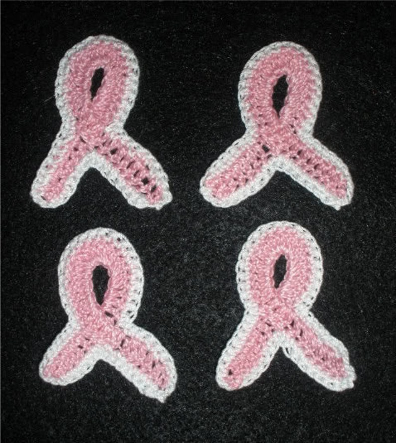 Hand Crocheted Pink Breast Cancer Ribbons for Scrapbooking and ...