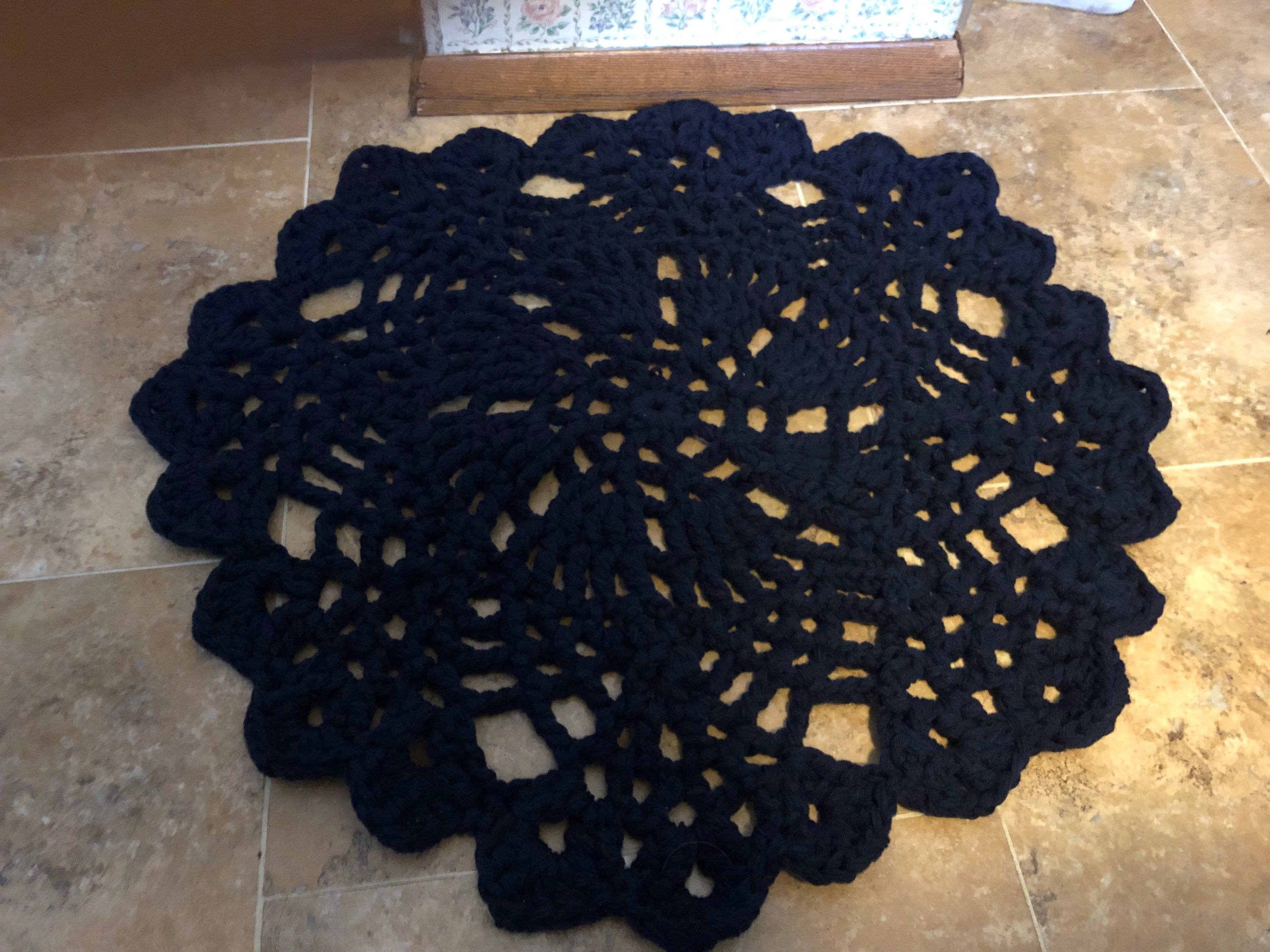 Round Area Rug Hand Crochet Chunky Knit Doily Rug - Etsy