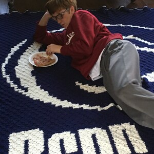 Penn State Afghan King Size Blanket Hand Crochet - Etsy