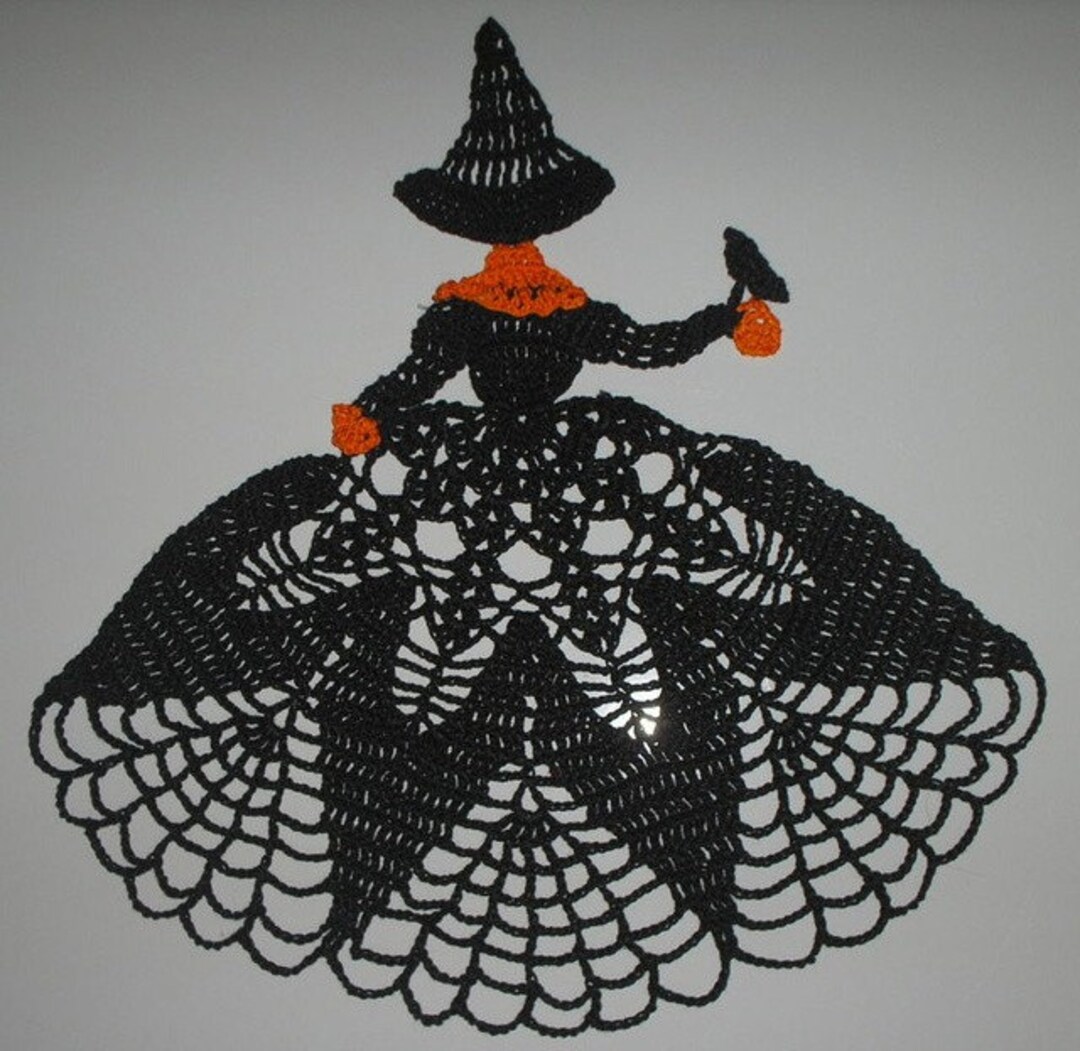 Halloween Crochet - Black Crinoline Witch Doily - Etsy