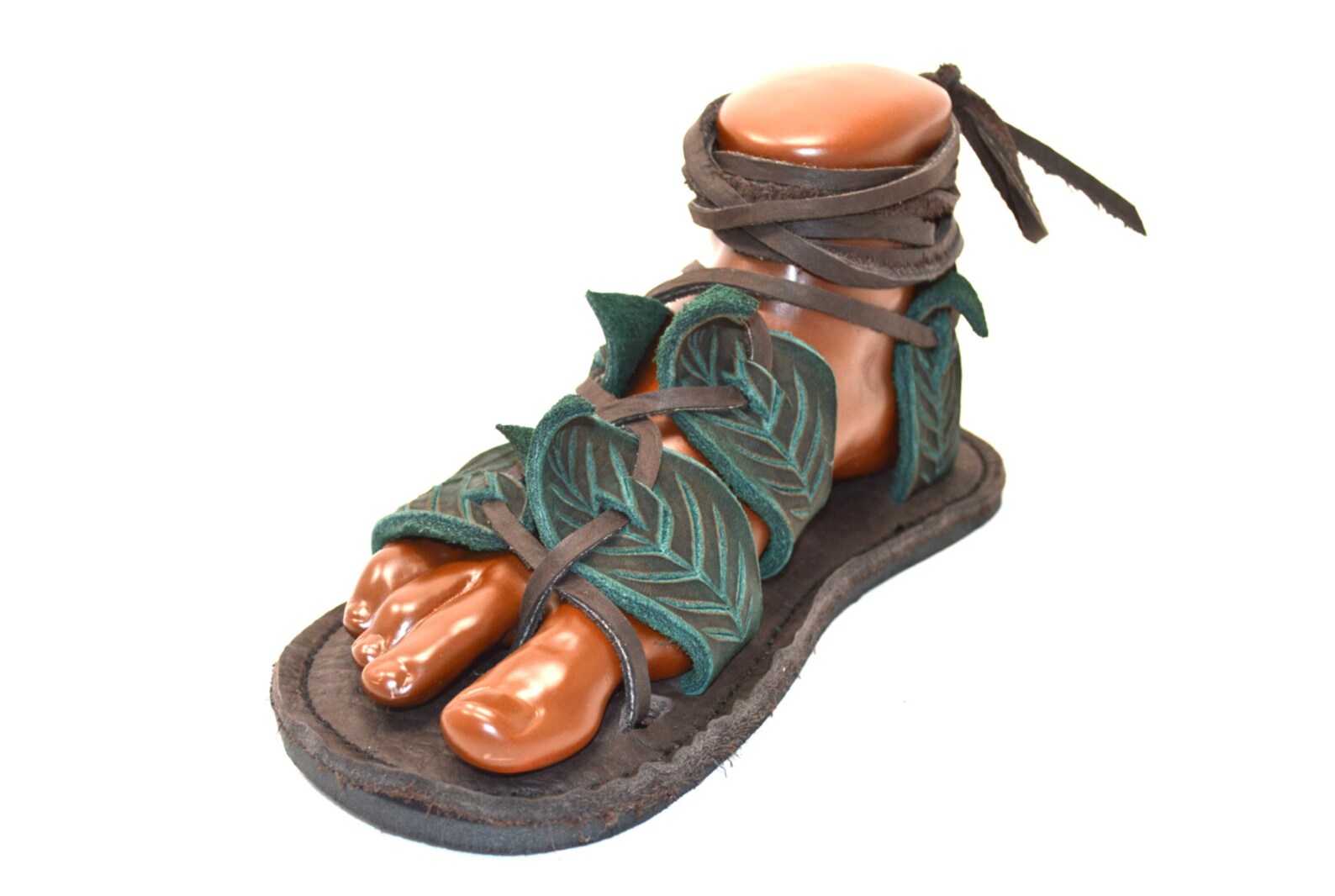 Leaf Sandals / Handmade Leather Lace up Sandals Unisex Gladiator Forest ...