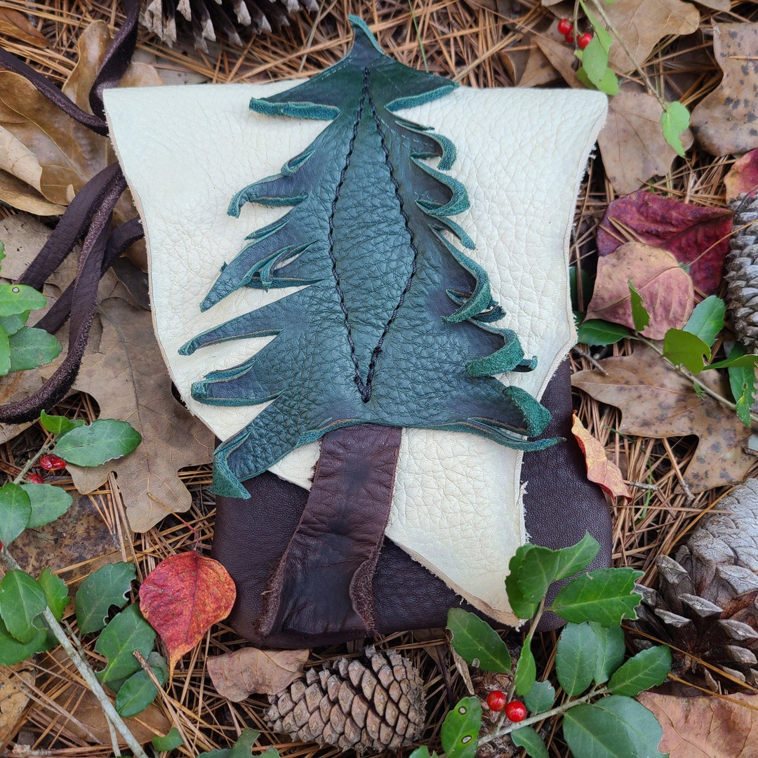 Small Leather Conifer Tree Purse / Hip Bag / Minimalist Forest Nature ...