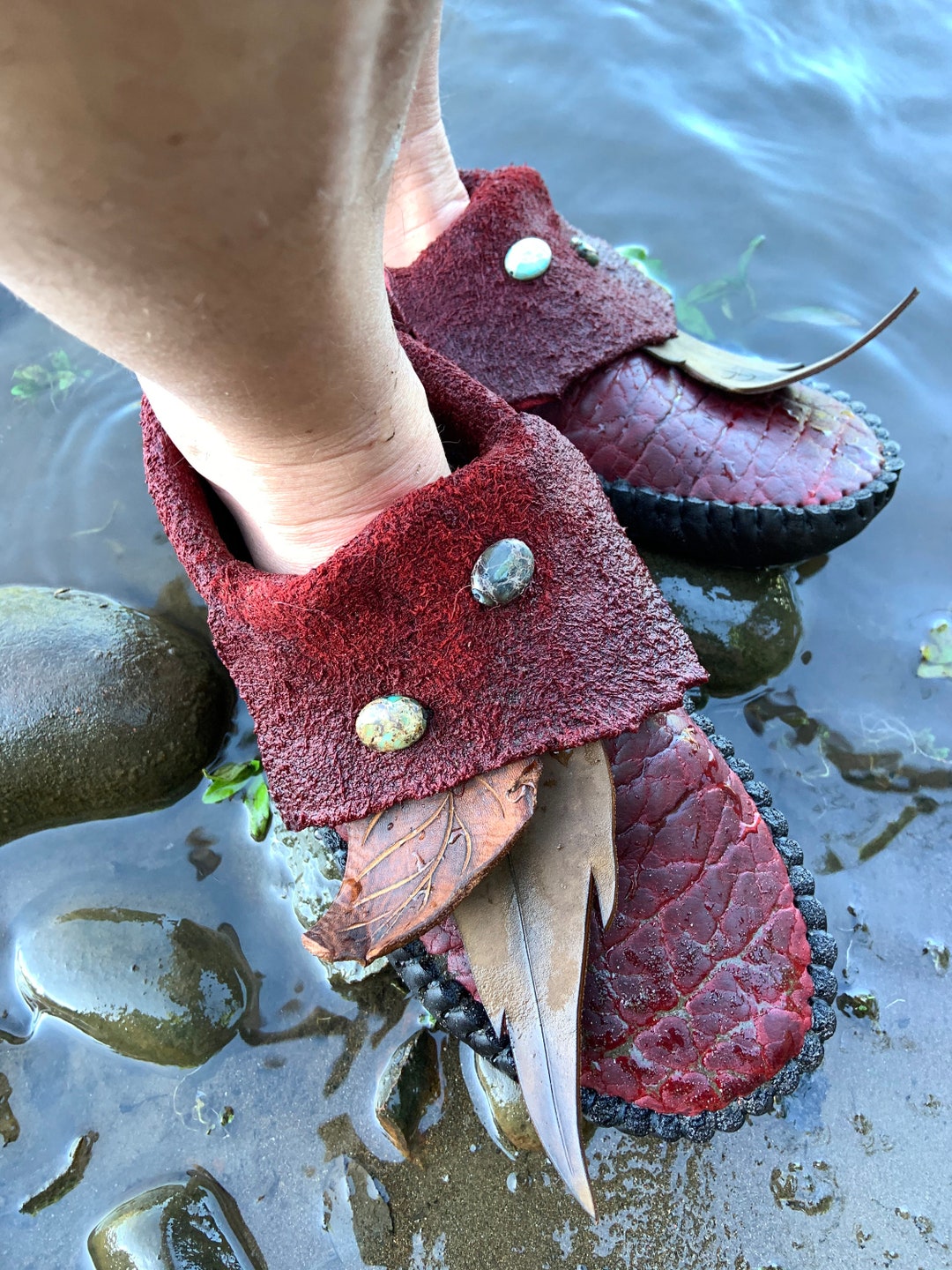 Bison Raw Cut Inca Moccasin / WOMEN or MEN / Nature / Leather ...