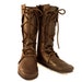Plain Mid Calf Moccasin / Chocolate Brown Hand Stitched Bullhide ...