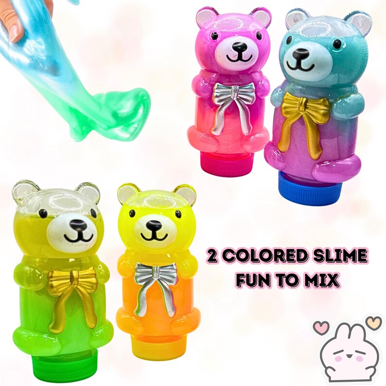 4-pack Bear Slime – Cute Bear Containers With 2-toned Glitter Slime ...