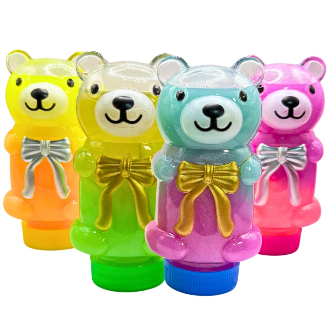 4-pack Bear Slime – Cute Bear Containers With 2-toned Glitter Slime ...